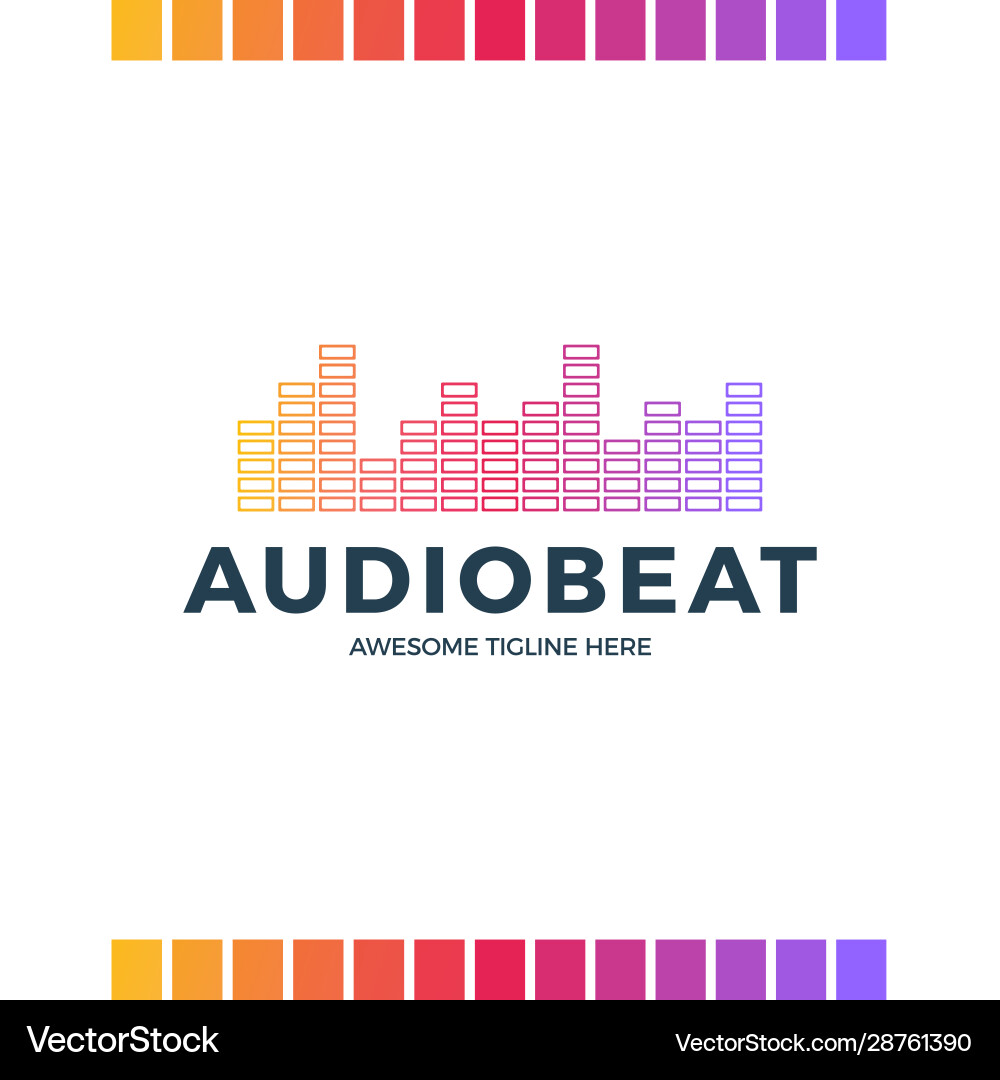 Audio sound wave logo template stock design line Vector Image