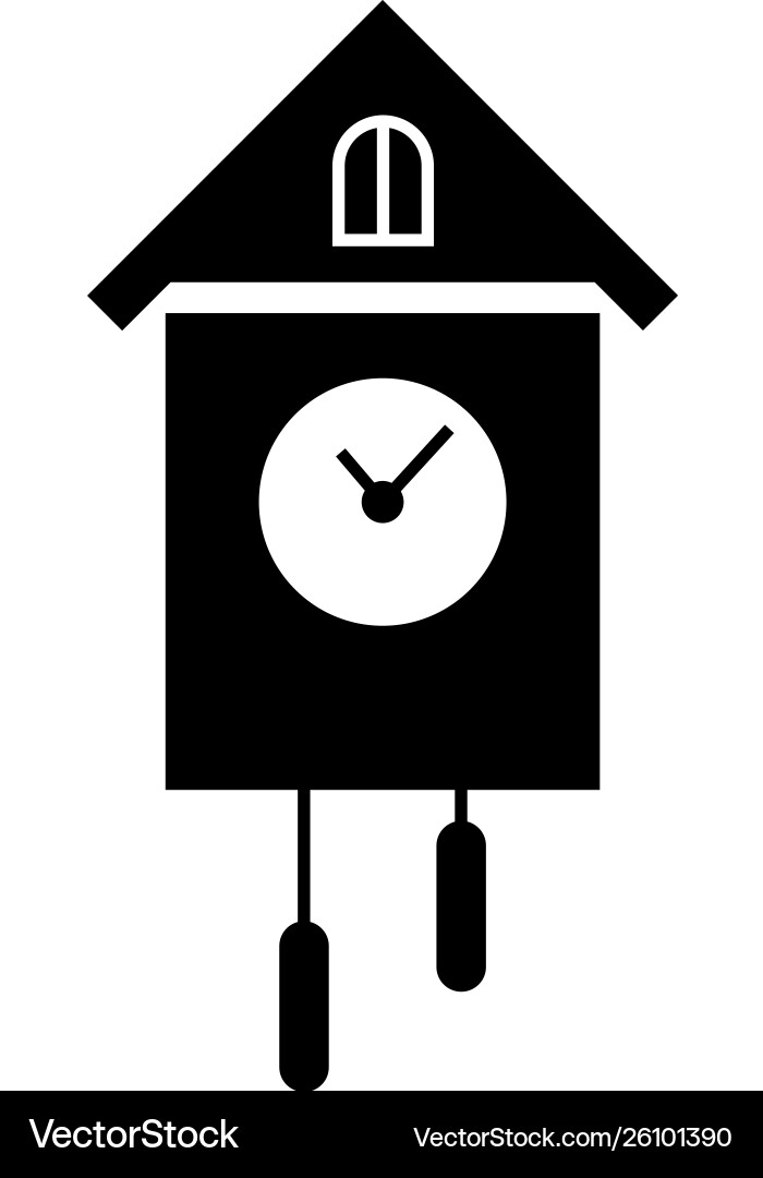 Black retro wall watch icon isolated cuckoo clock Vector Image