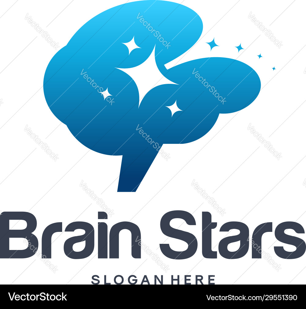 Brain stars logo designs concept brilliant Vector Image