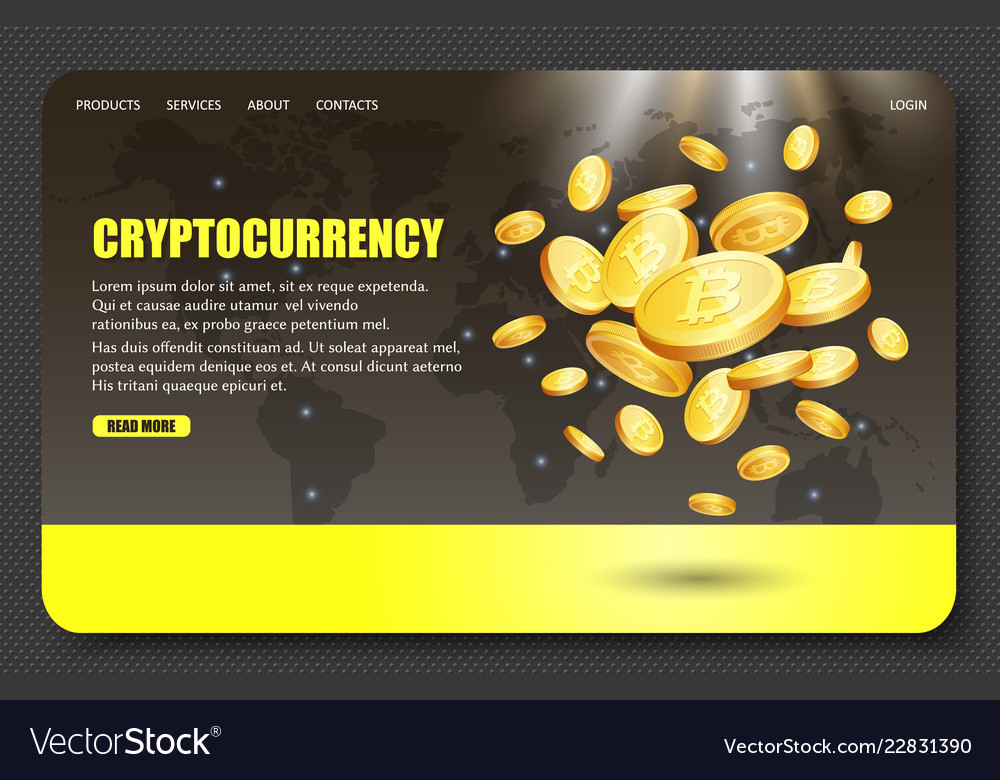 Cryptocurrency bitcoin landing page website Vector Image