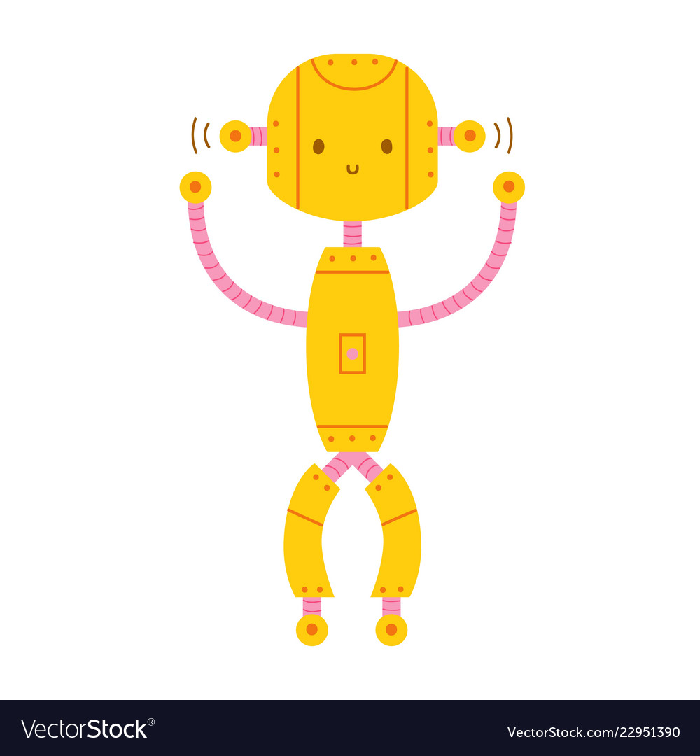 Cute adorable smiling robot isolated on white Vector Image