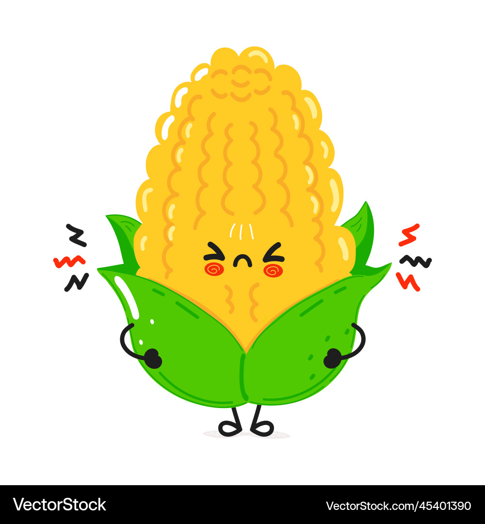 Cute angry corn character hand drawn cartoon Vector Image