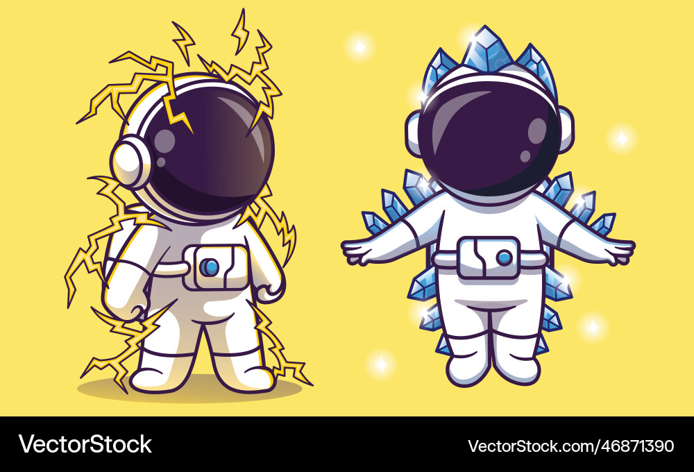 Cute astronaut ice element cartoon icon Royalty Free Vector