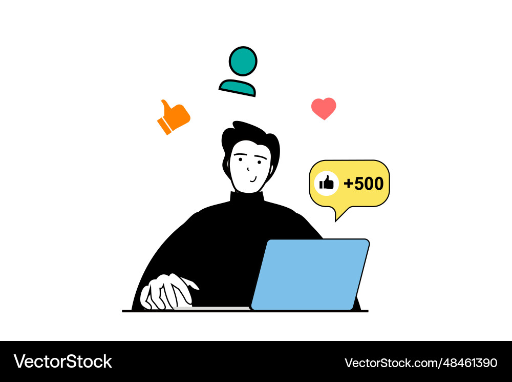 Digital marketing concept with people scene Vector Image