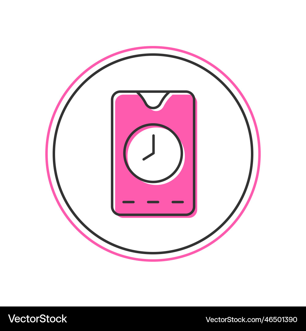 Filled outline alarm clock app smartphone Vector Image