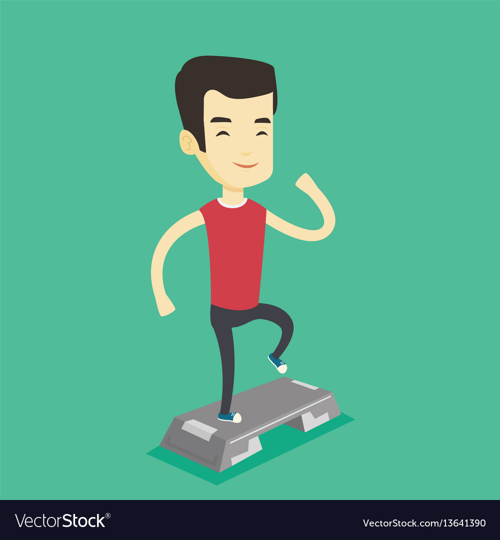 Man exercising on stepper Royalty Free Vector Image