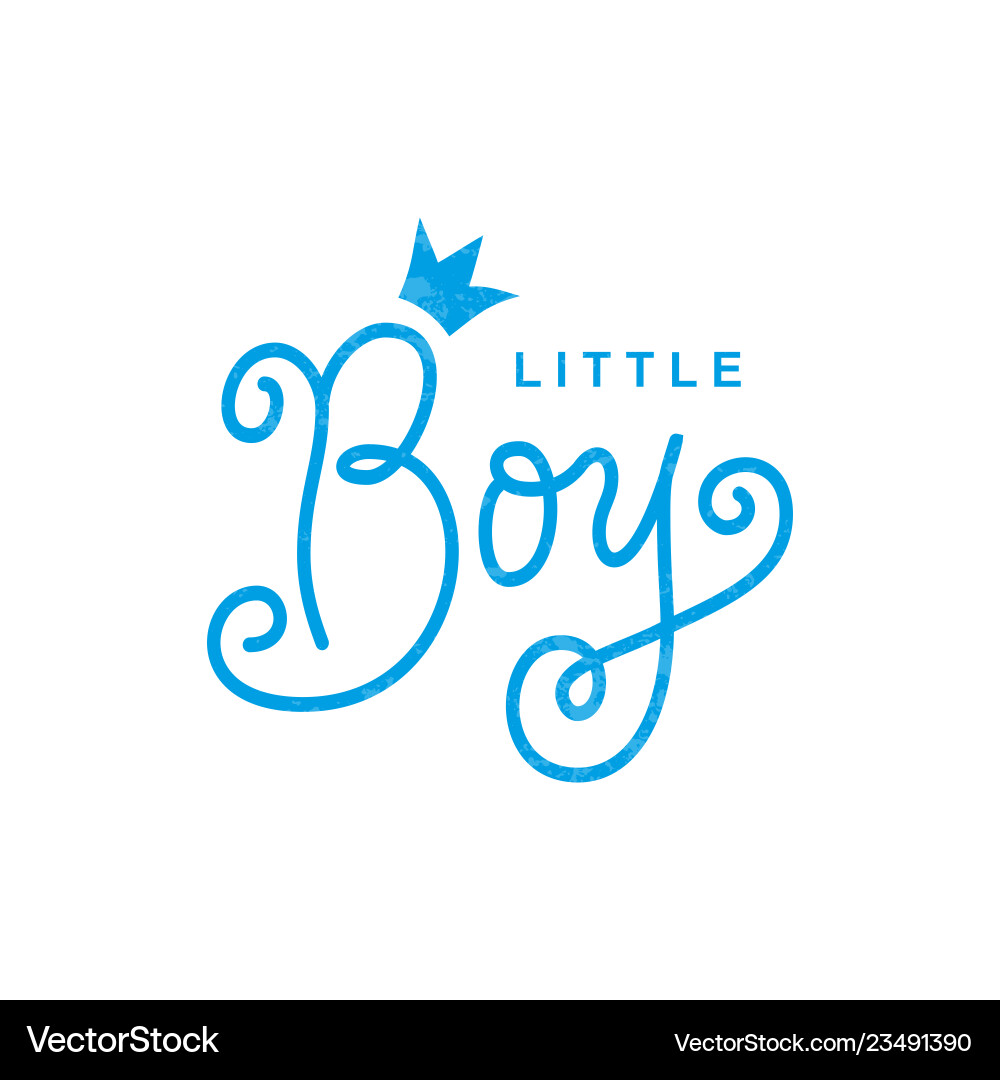 Modern calligraphy lettering little boy in blue Vector Image