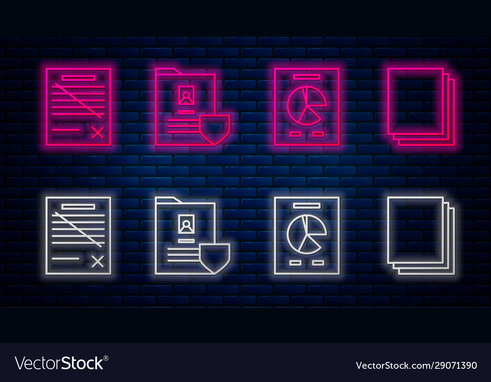 Set line document with shield document with graph Vector Image