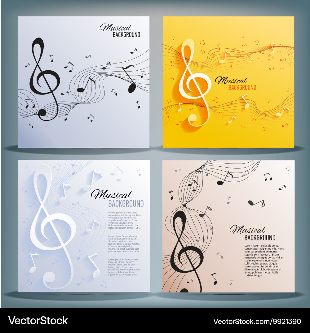 Set of musical banners with key and notes Vector Image