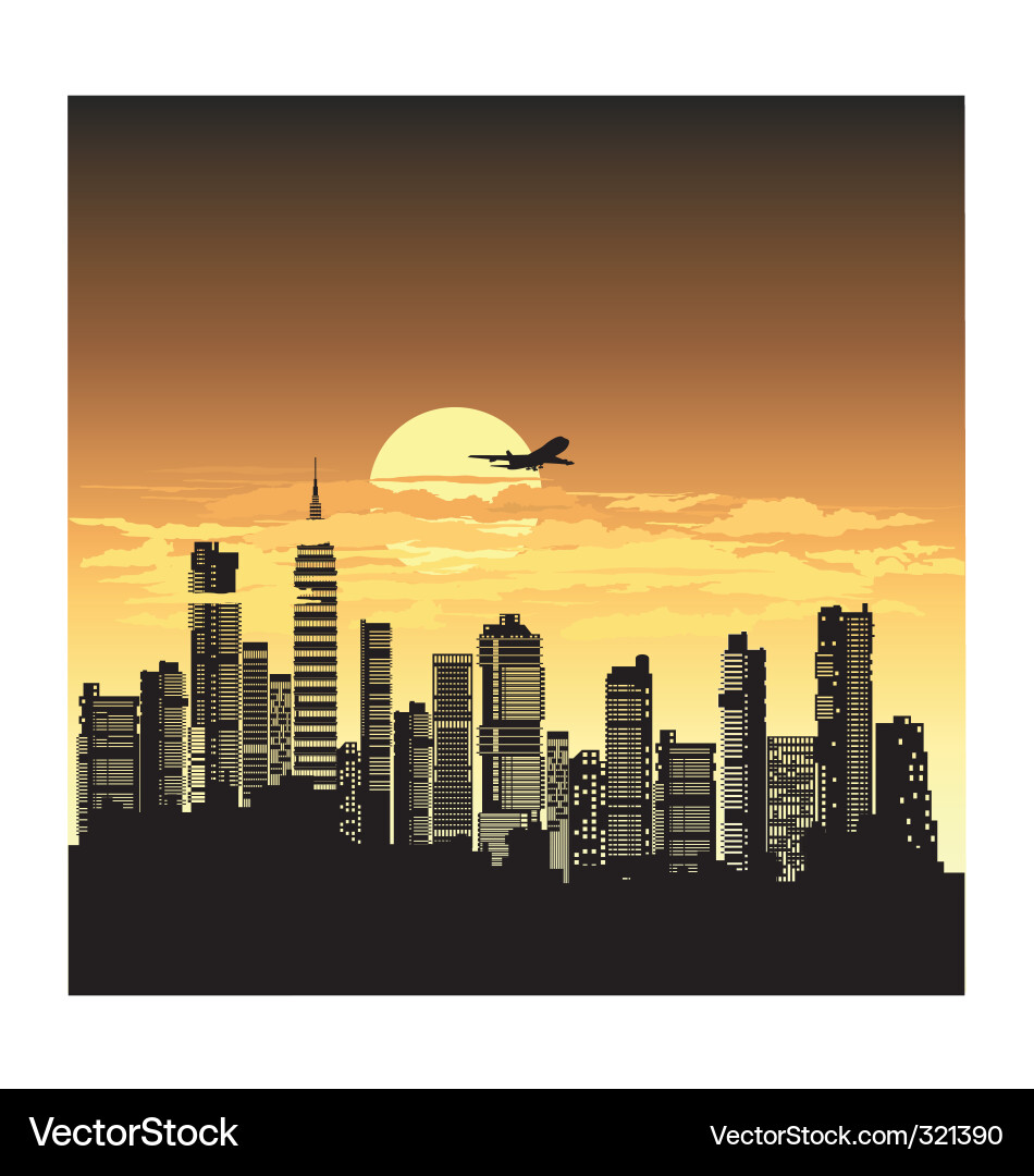 Sunset city Royalty Free Vector Image - VectorStock