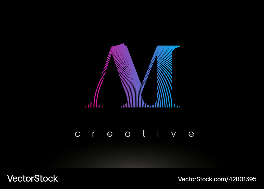 Am logo design with multiple lines and purple Vector Image