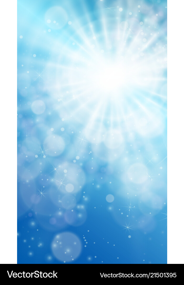 Blue sky and sun realistic blur design with burst Vector Image