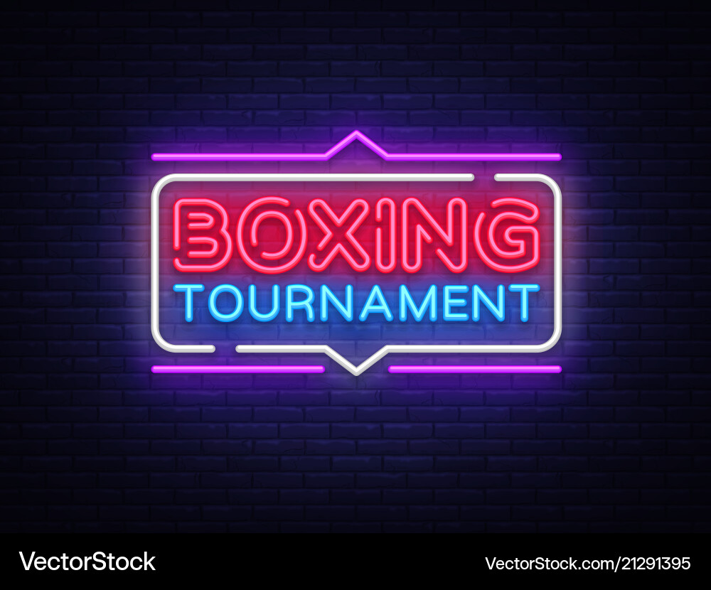 Boxing tournament neon sign design Royalty Free Vector Image