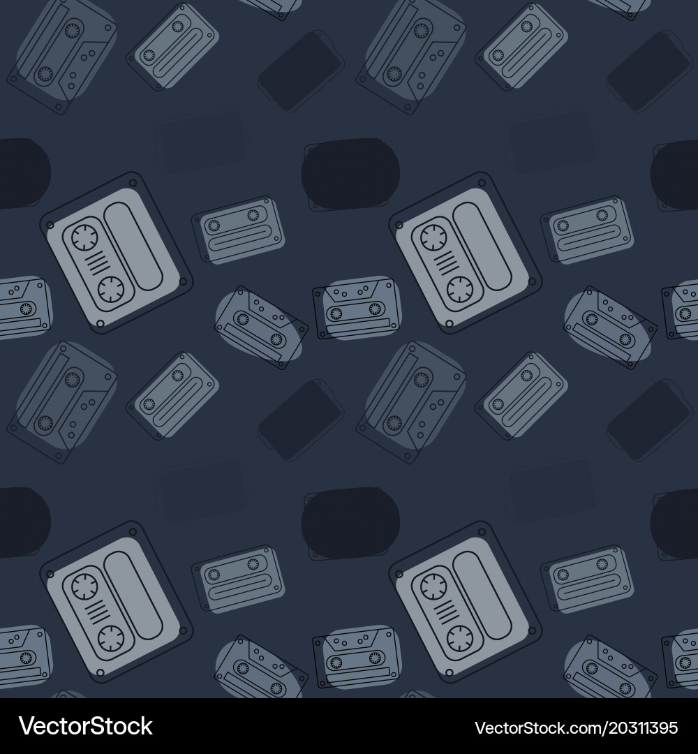 Cassette tapes floating seamless pattern Vector Image