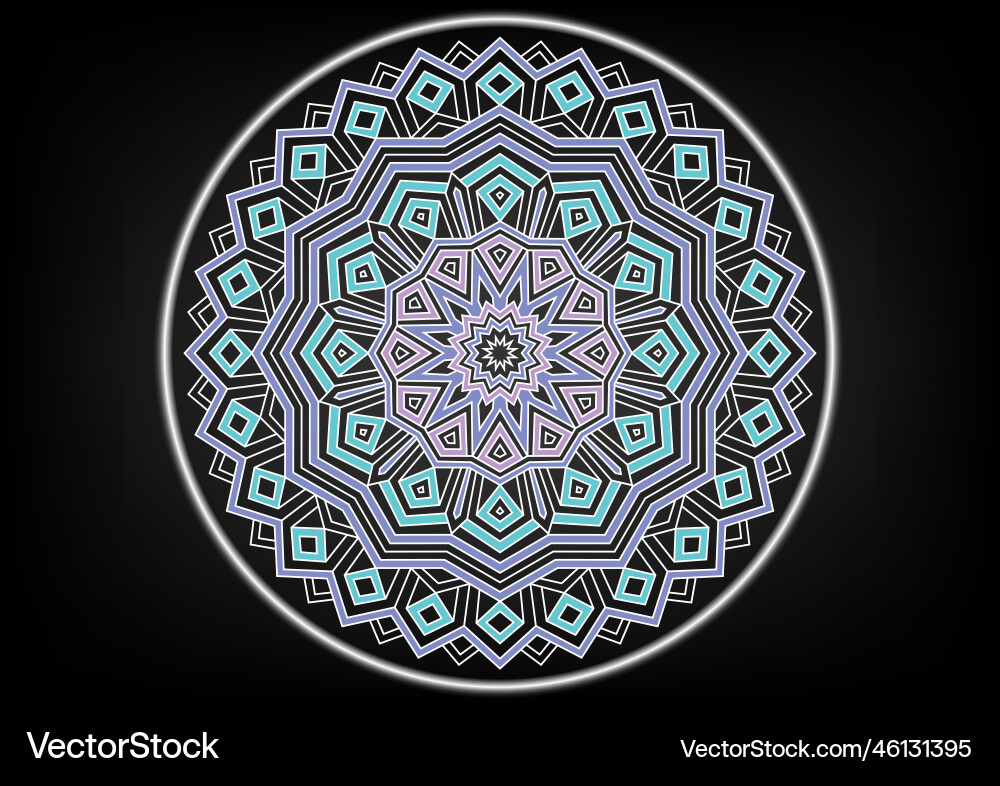 Geometric modern blue and purple mandala triangle Vector Image