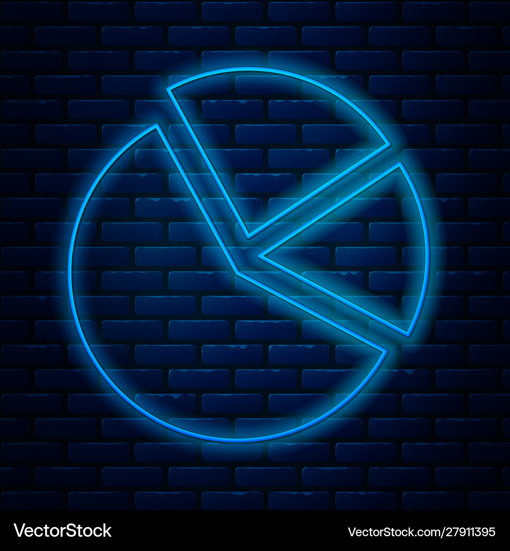 Glowing neon line pie chart infographic icon Vector Image