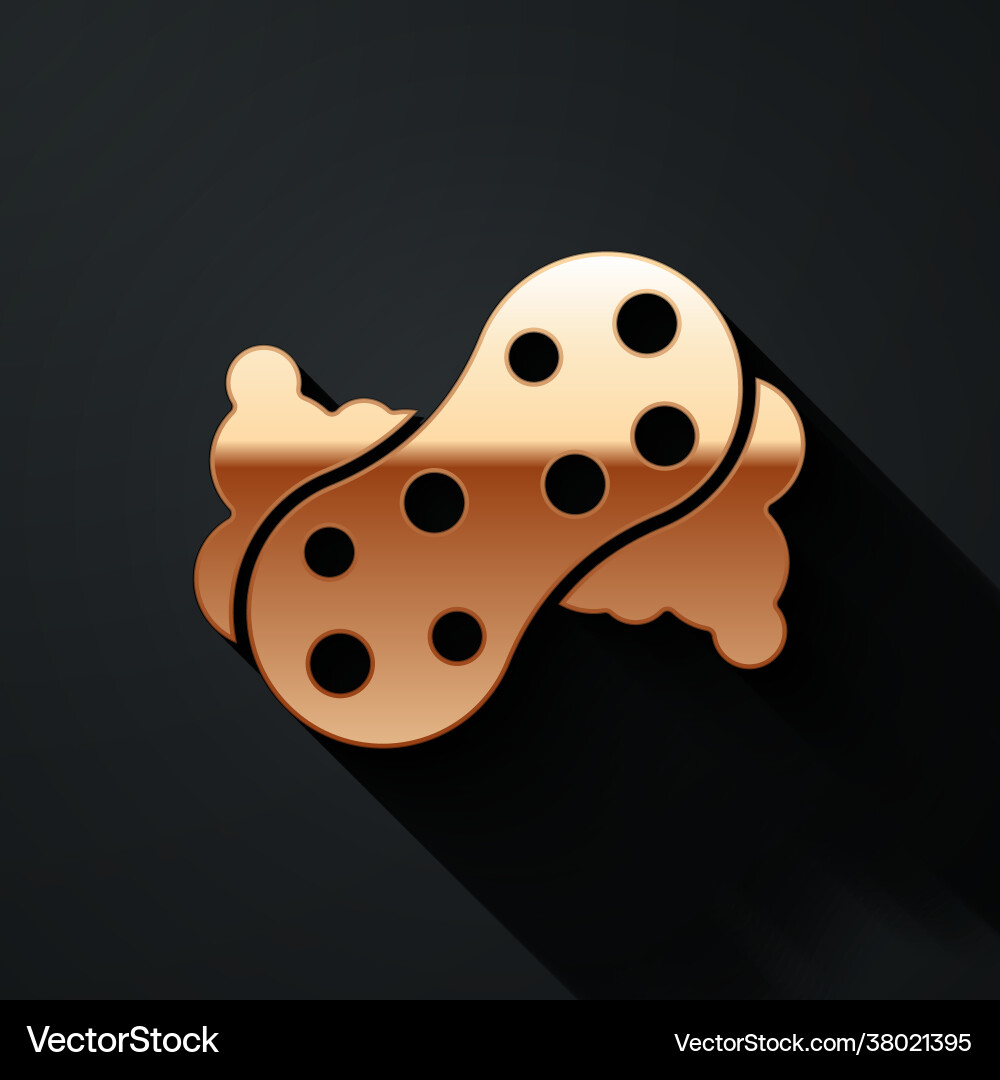 Gold sponge with bubbles icon isolated on black Vector Image