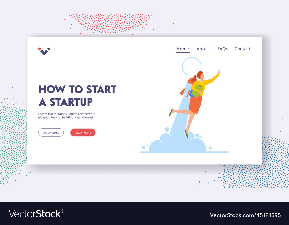How to start a start up landing page template Vector Image