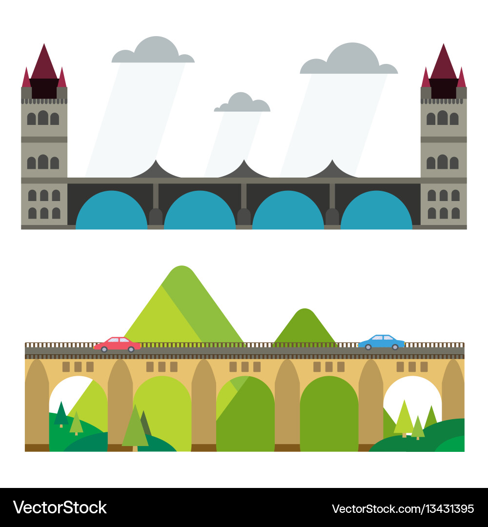 Modern bridge flat pictograph business Royalty Free Vector
