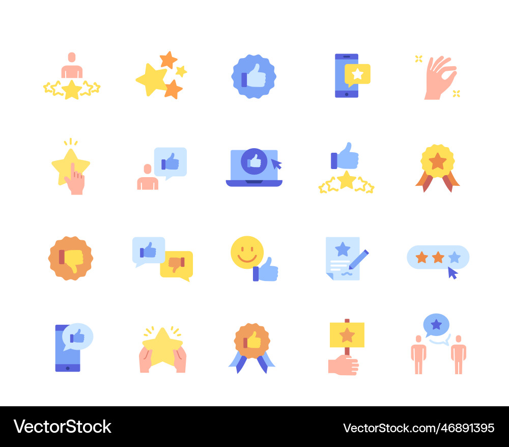 Rating color icons set Royalty Free Vector Image