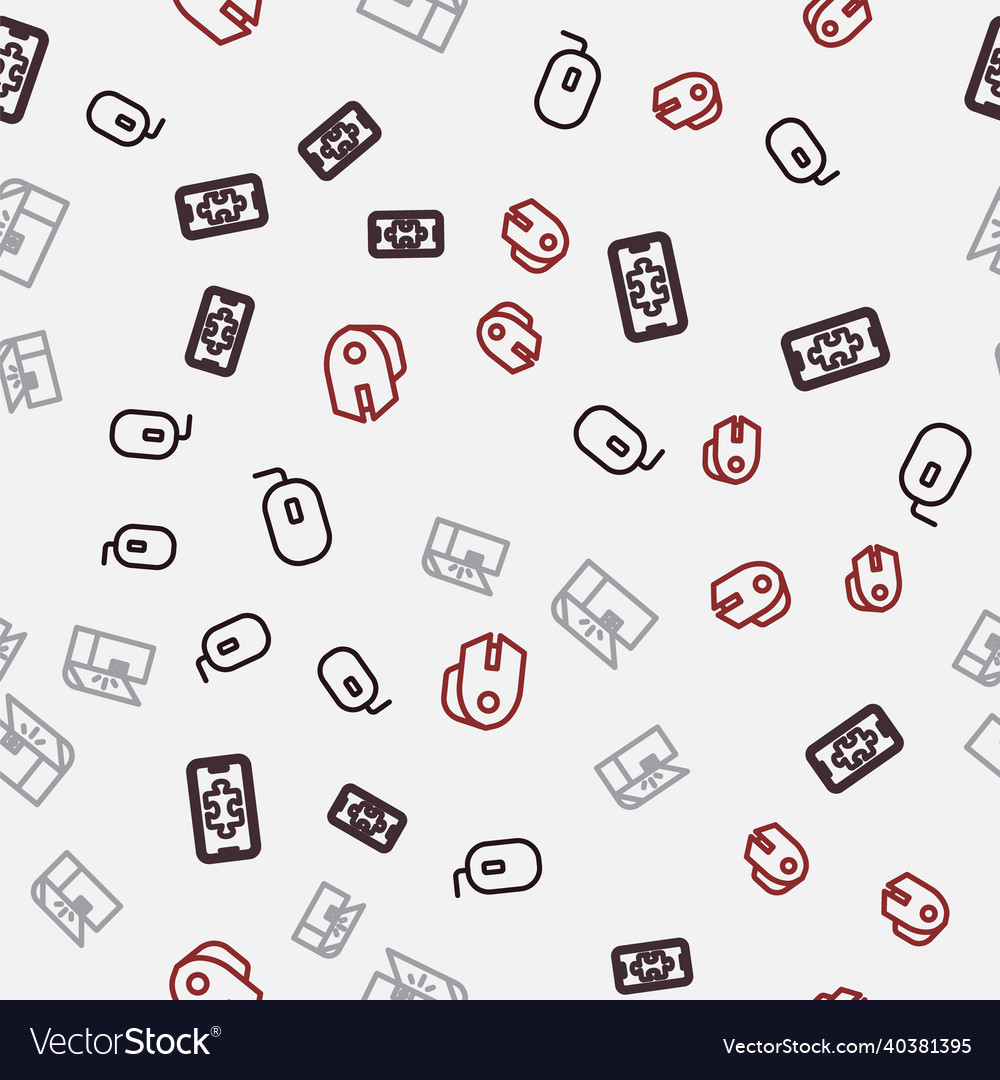 Set line computer mouse mobile gaming chest Vector Image
