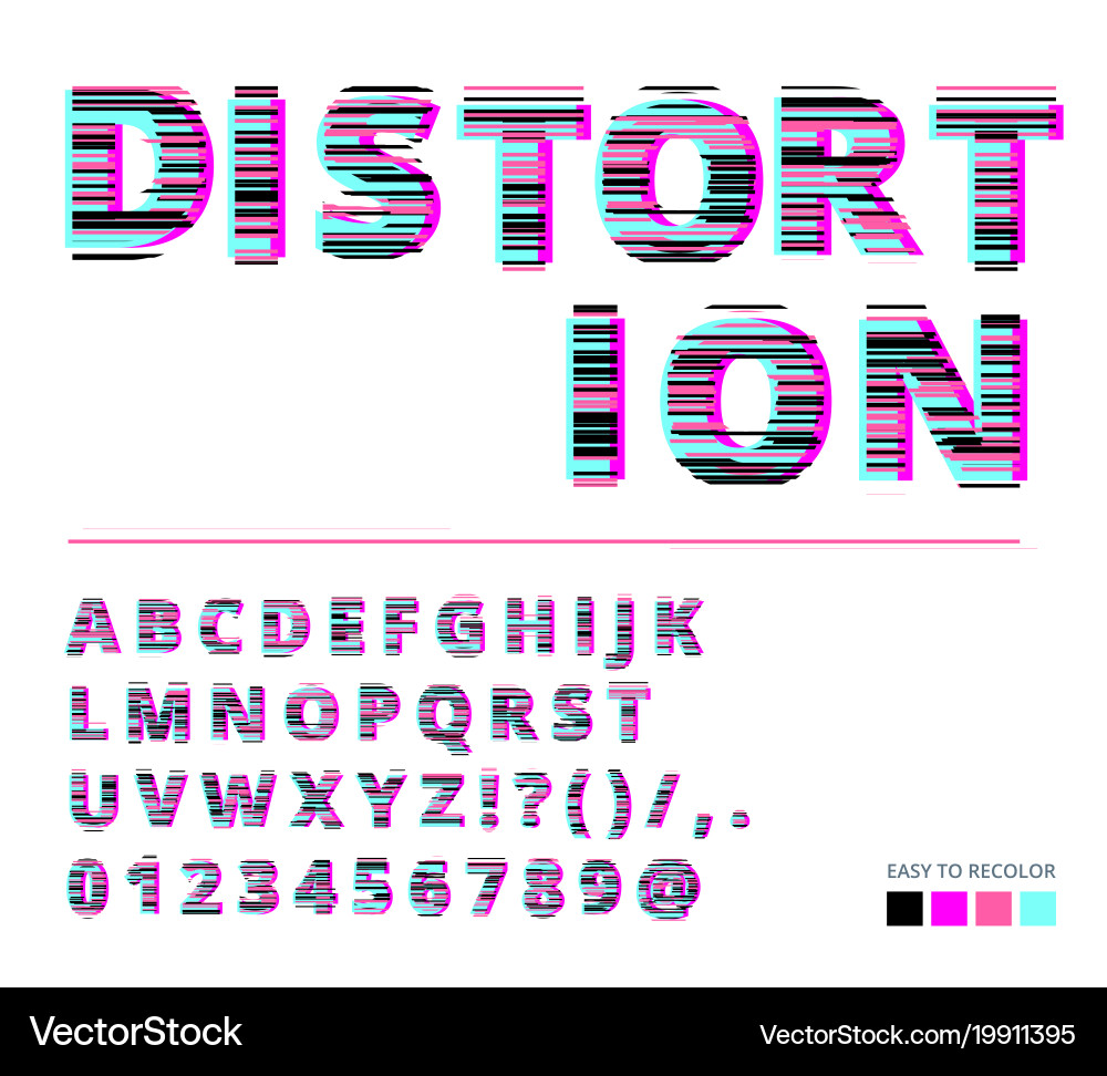 Trendy style distorted glitch typeface letters Vector Image
