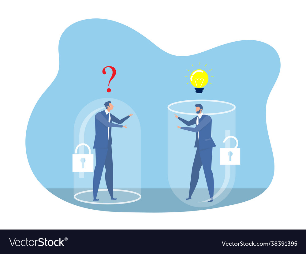 Two businessman different thinking between fixed Vector Image