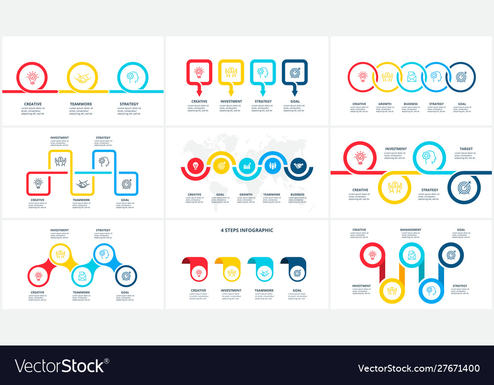 Abstract elements graph diagram with 3 4 Vector Image