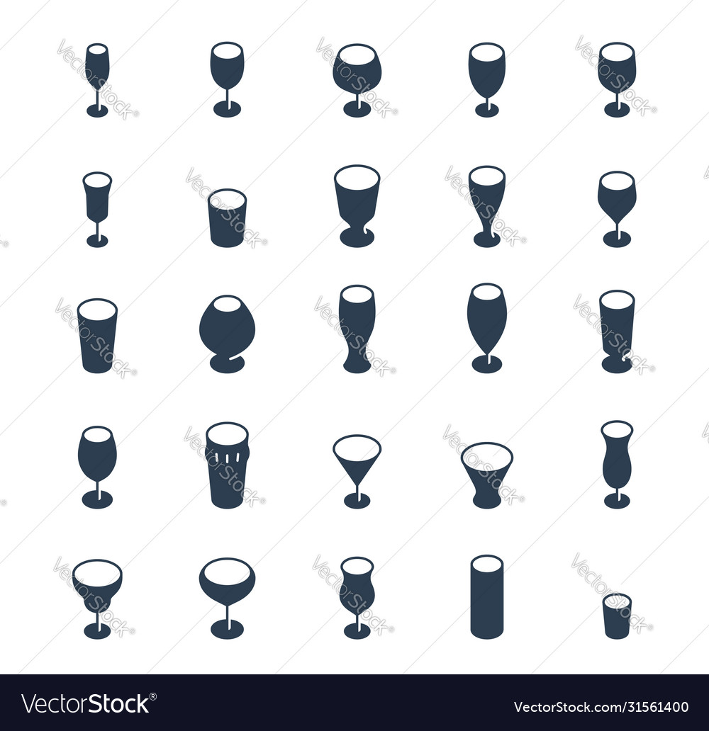 Bar Glasses Icon Set Royalty Free Vector Image