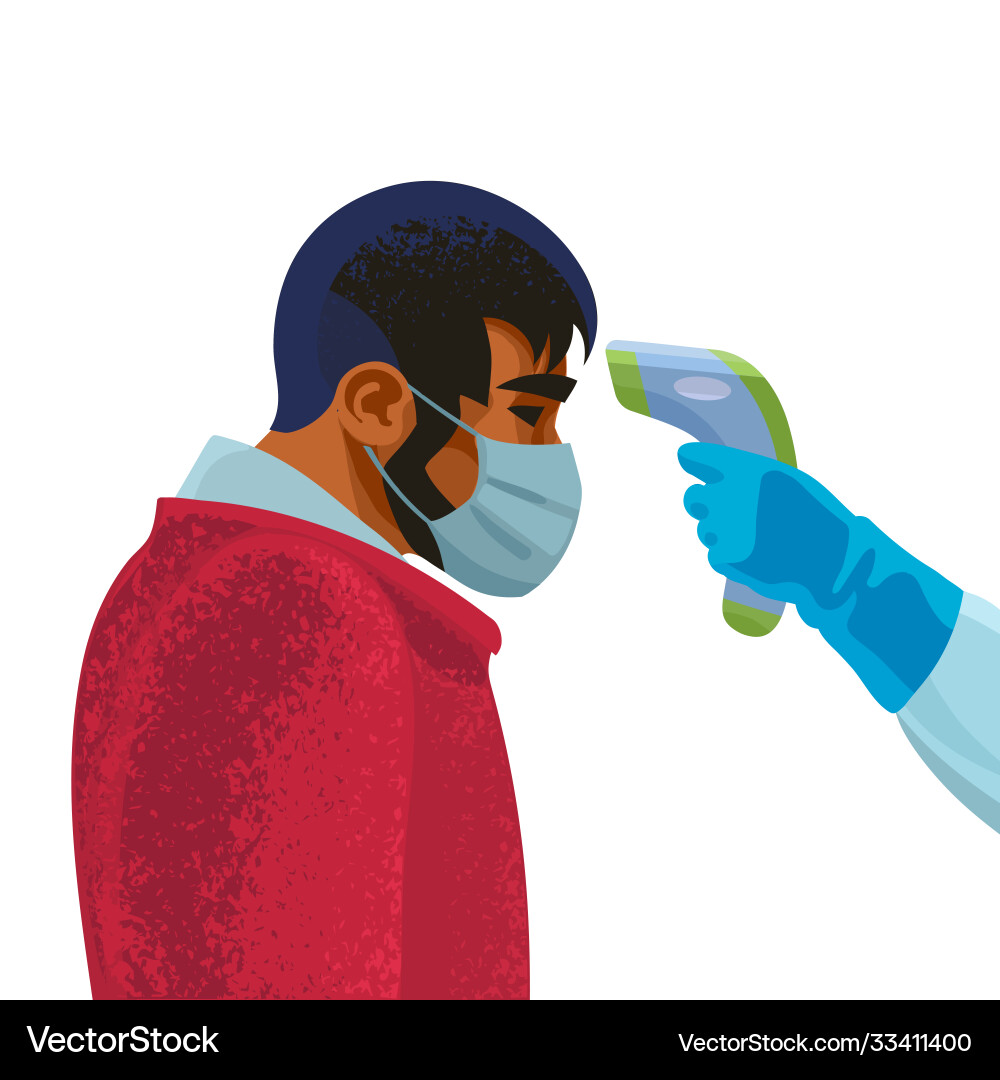 Body temperature check hand holding infrared Vector Image