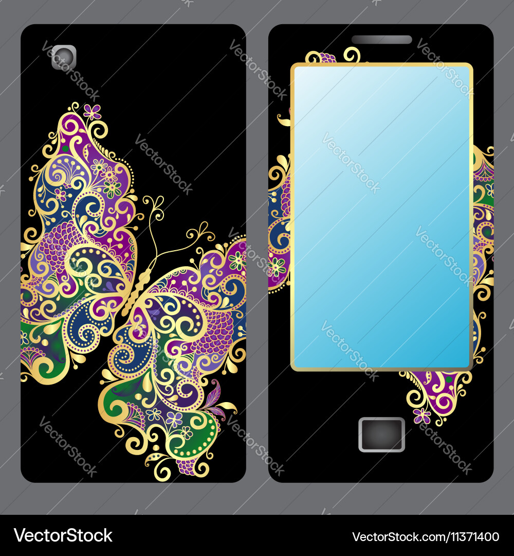 Design for a mobile phone with butterfly Vector Image