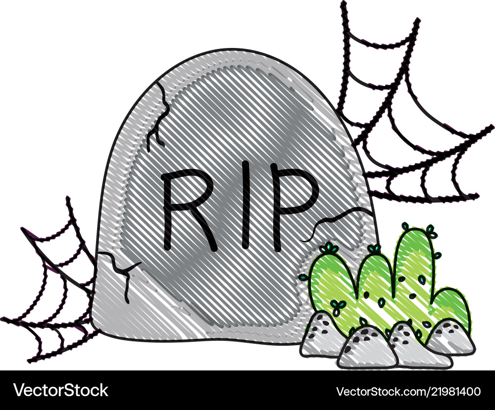 Grated rip stone with spiderweb and bushes Vector Image