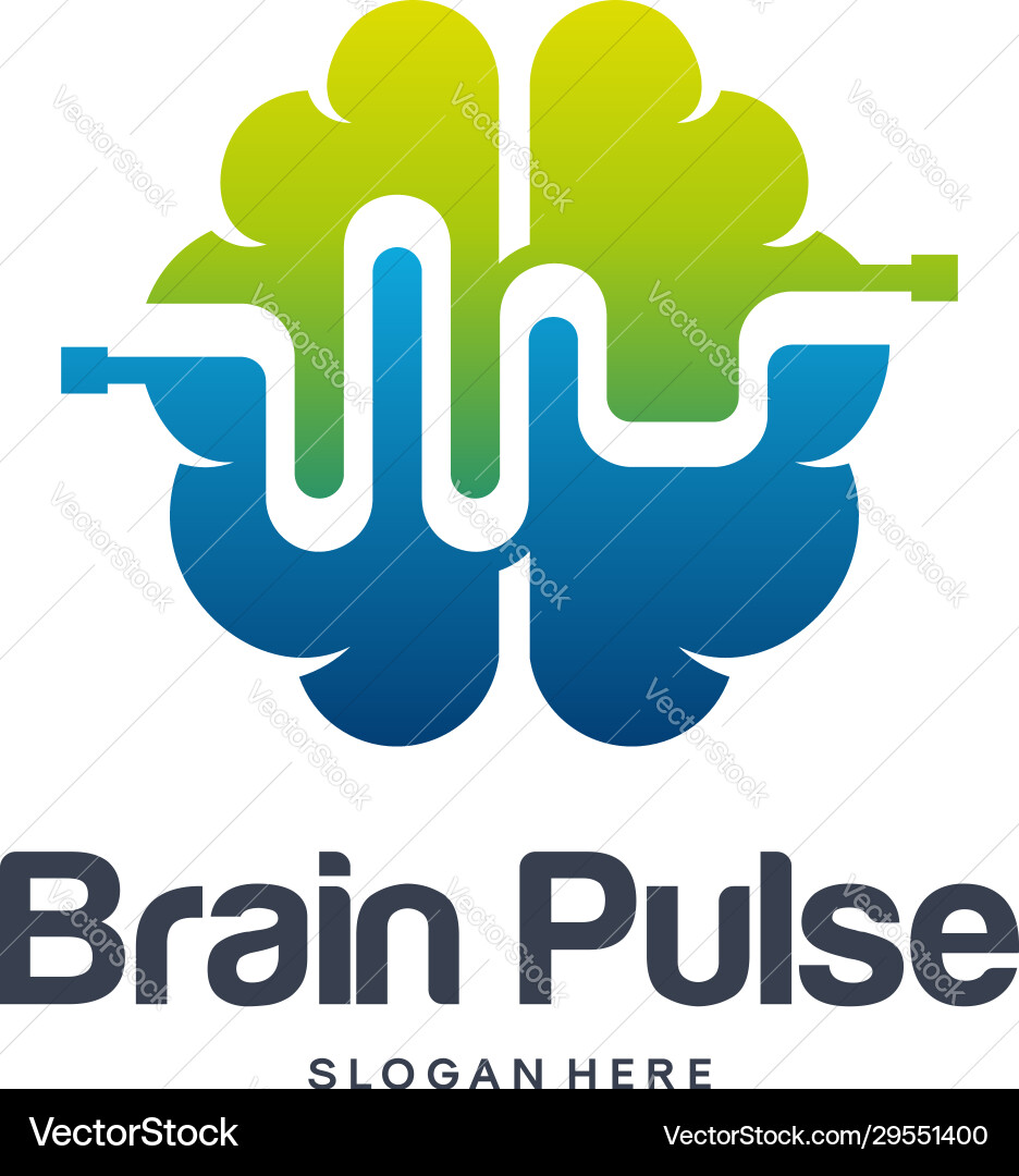Health brain logo designs concept pulse Royalty Free Vector