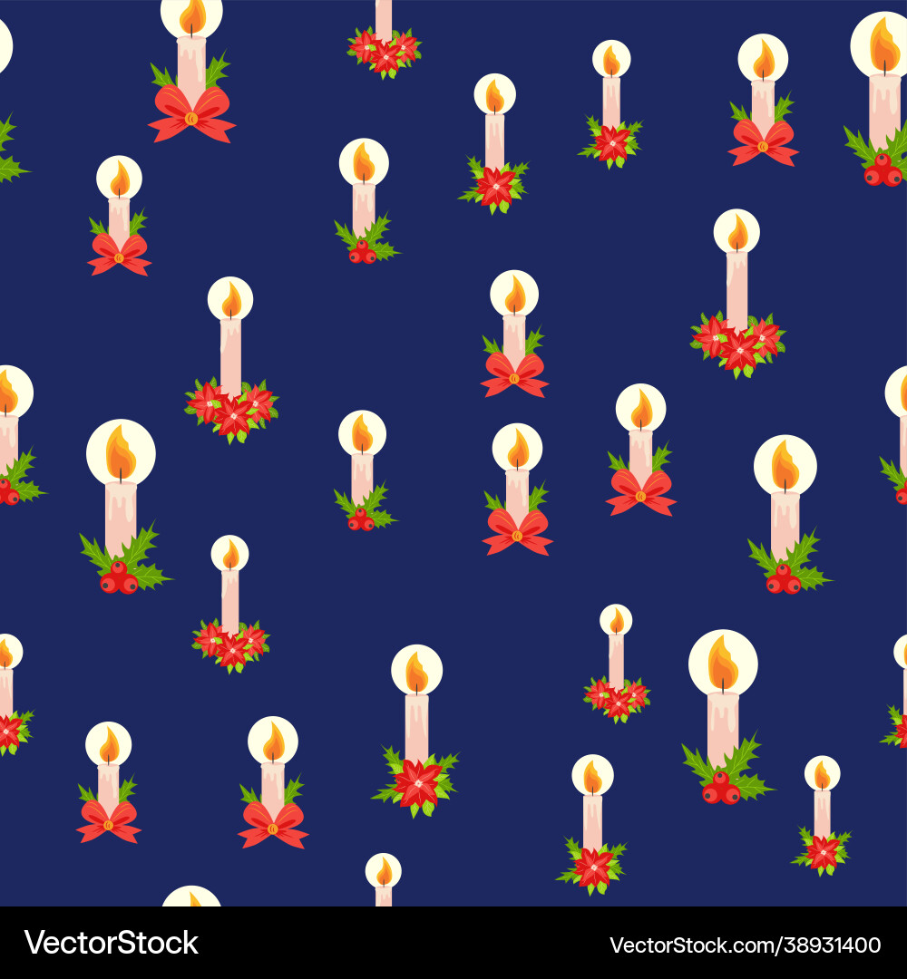 Holiday seamless pattern with christmas candles Vector Image