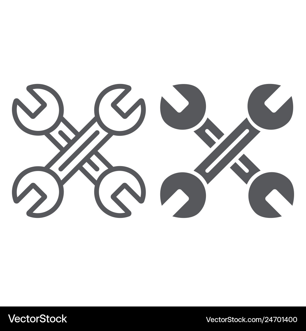 Key mechanic line and glyph icon auto tool Vector Image