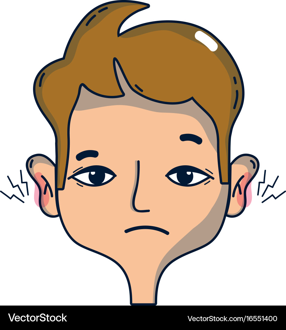 Man with otitis earache illness infection Vector Image