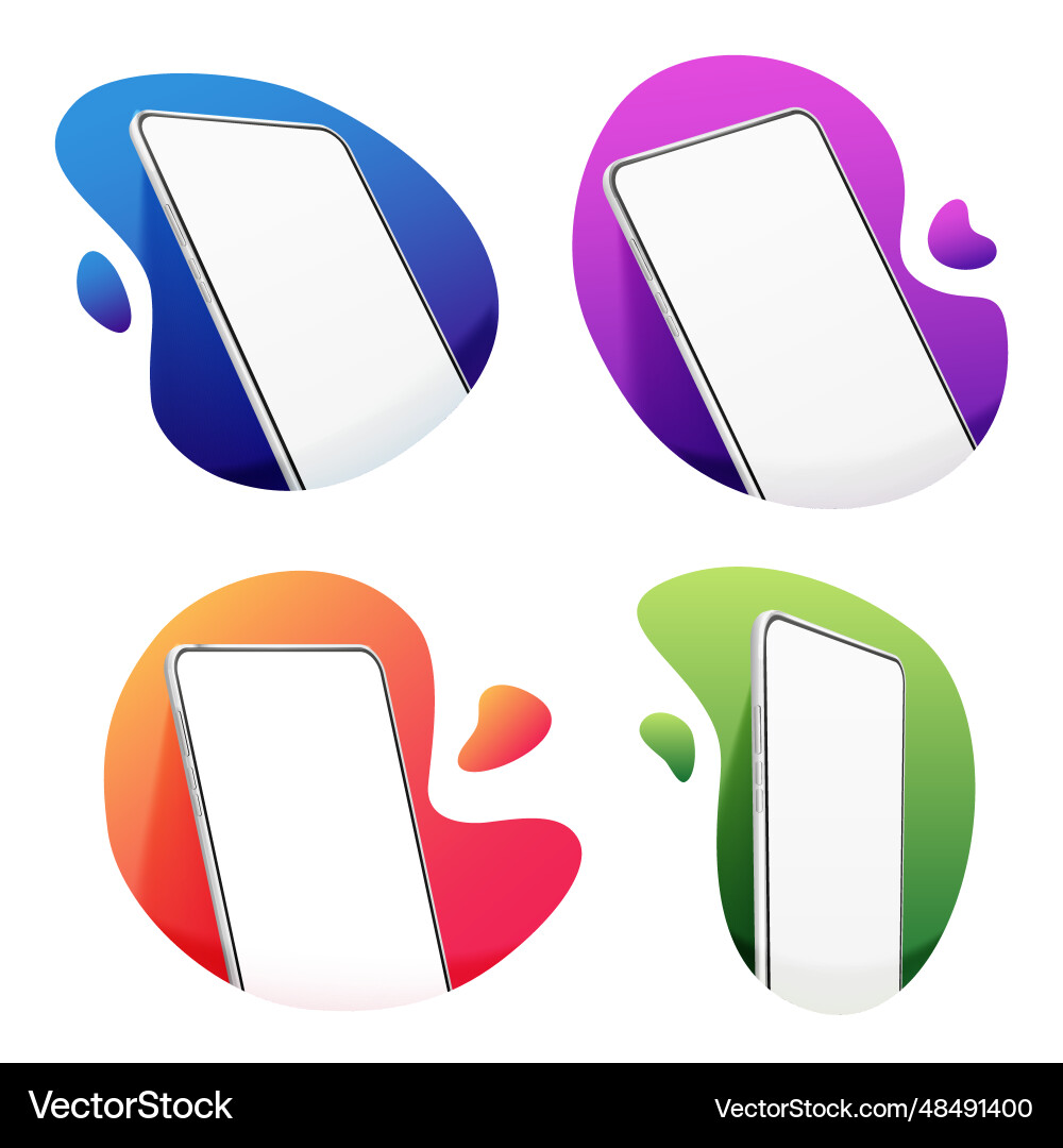 Realistic smartphone mockups 3d mobile phones Vector Image