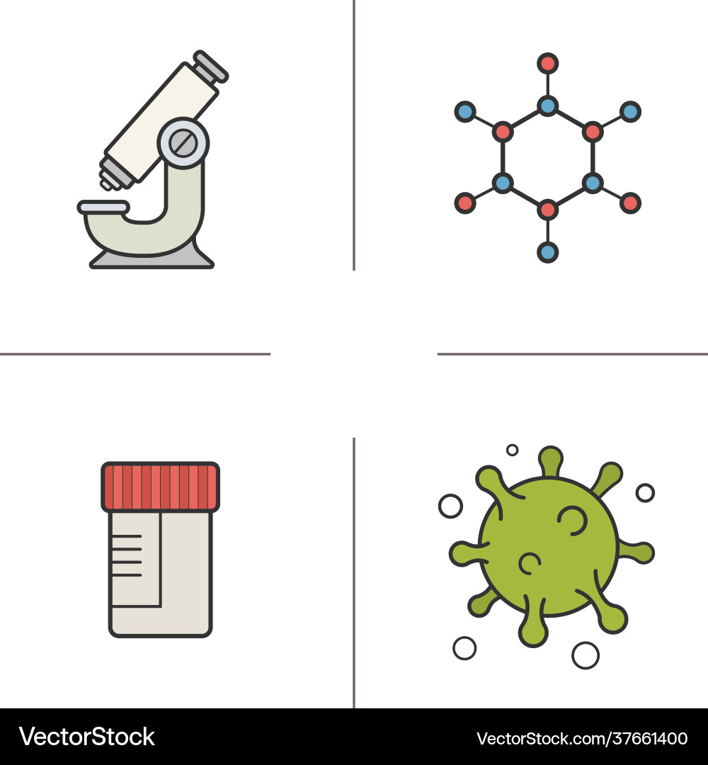 Science laboratory color icons set Royalty Free Vector Image