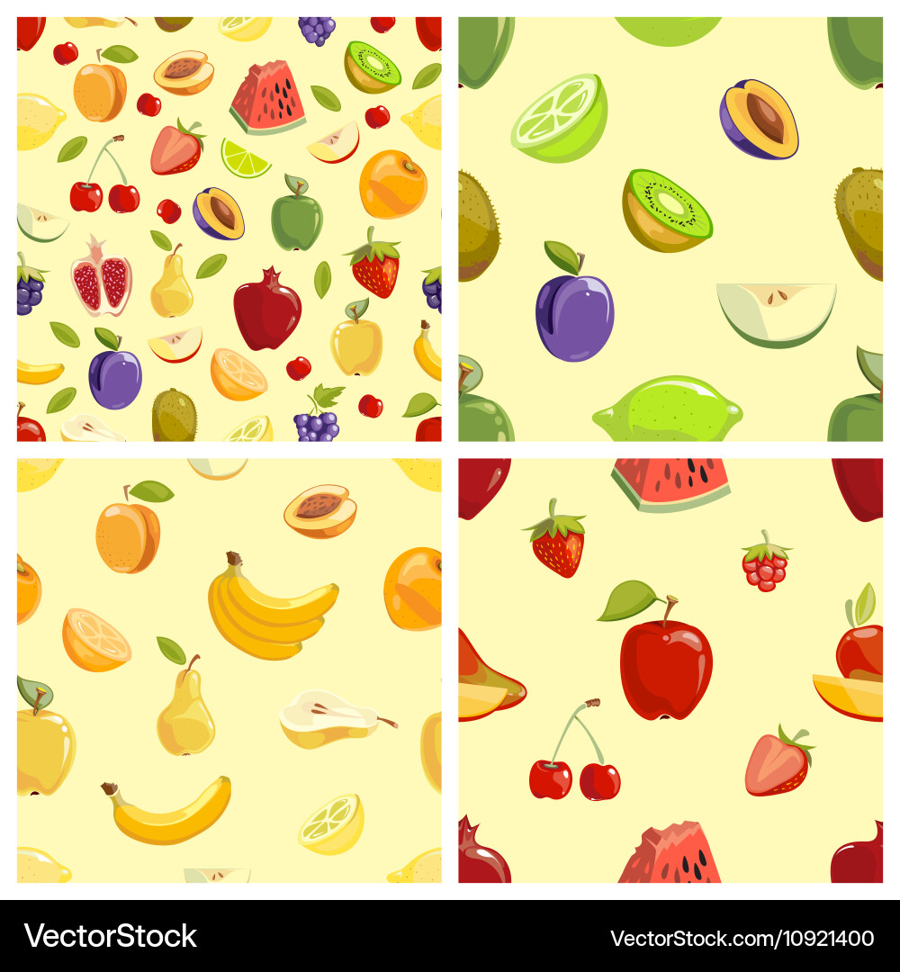 Set of fruits seamless patterns Royalty Free Vector Image