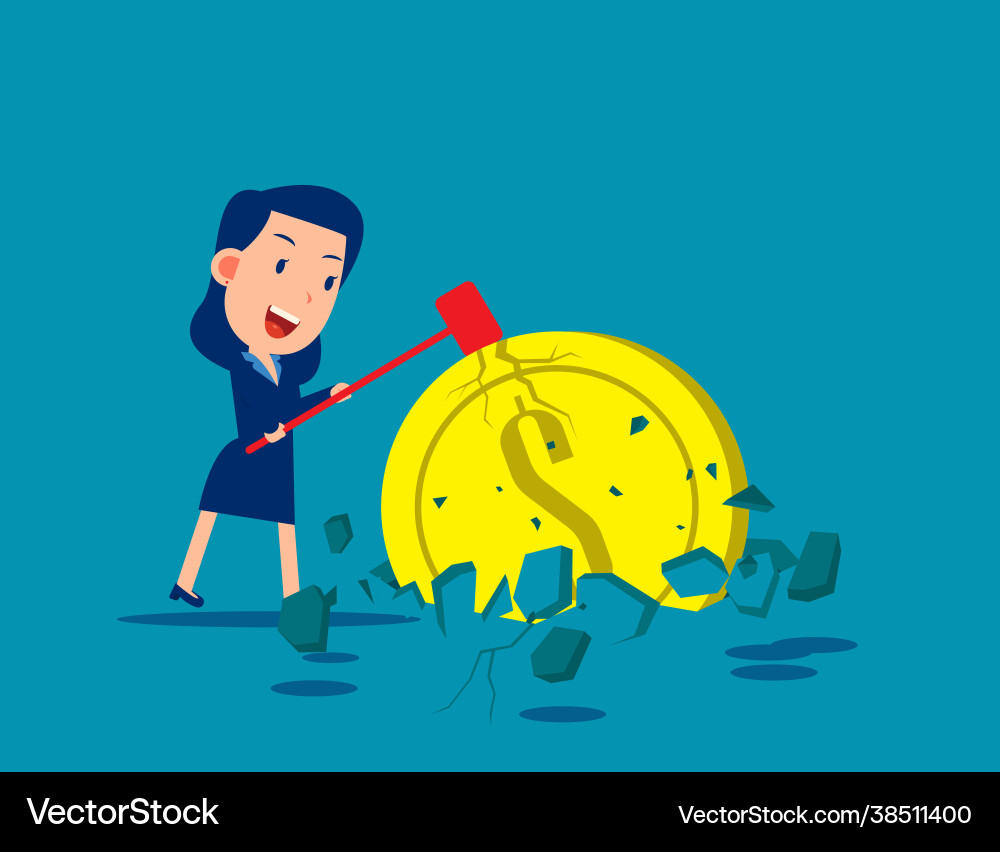 Smashed a dollar coin into ground and broke Vector Image