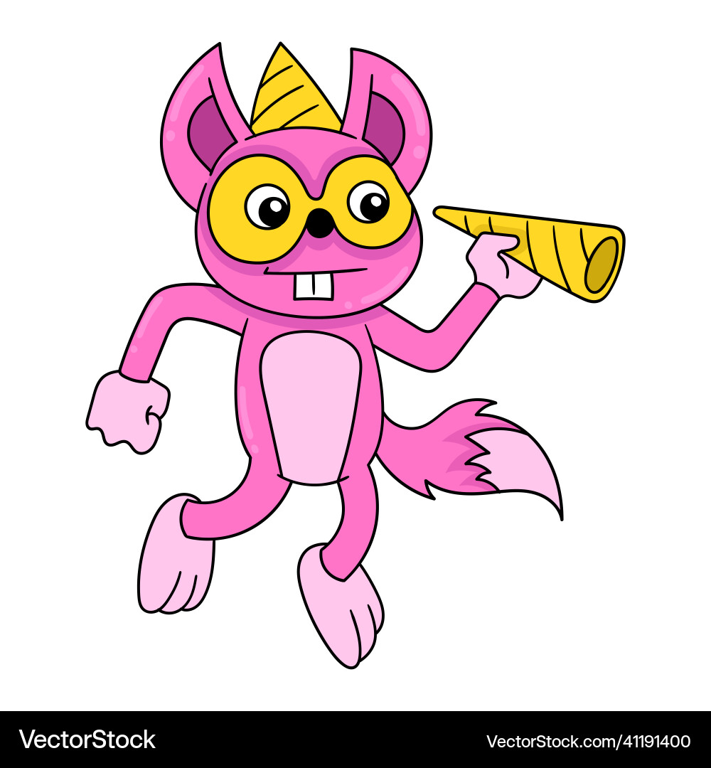 Weasel is celebrating a birthday carrying Vector Image
