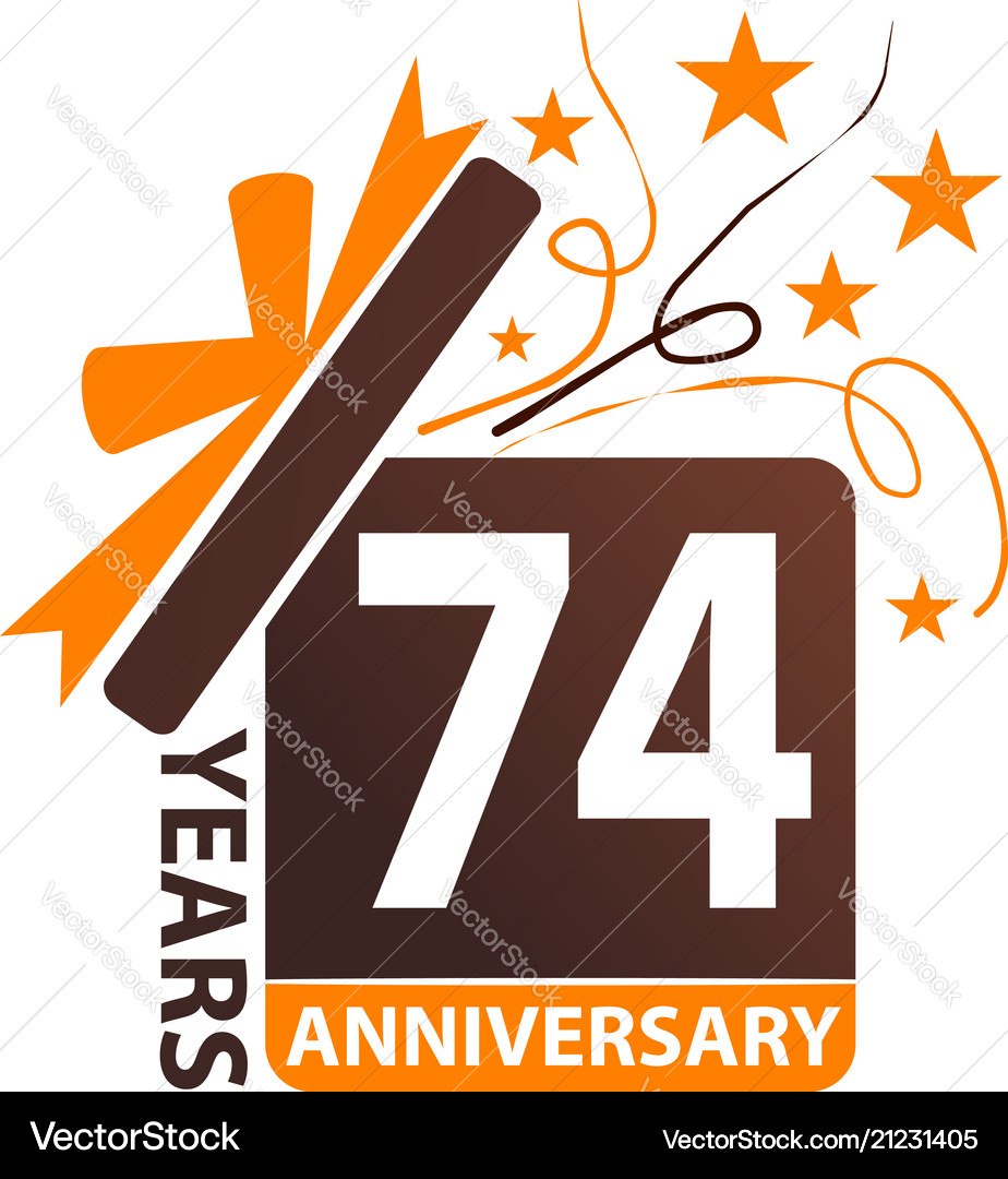 74 years gift box ribbon anniversary Royalty Free Vector