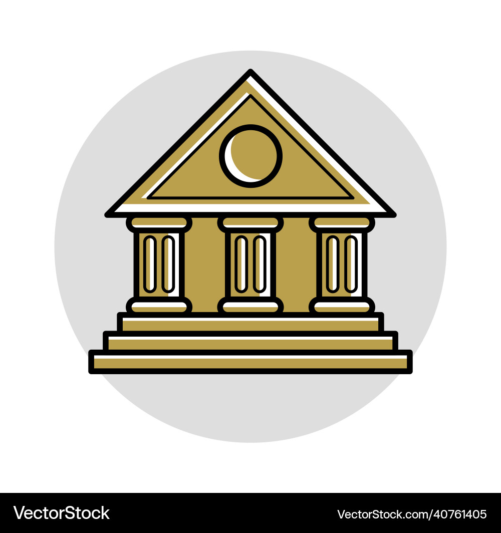 Bank facade or icon isolated on white small Vector Image