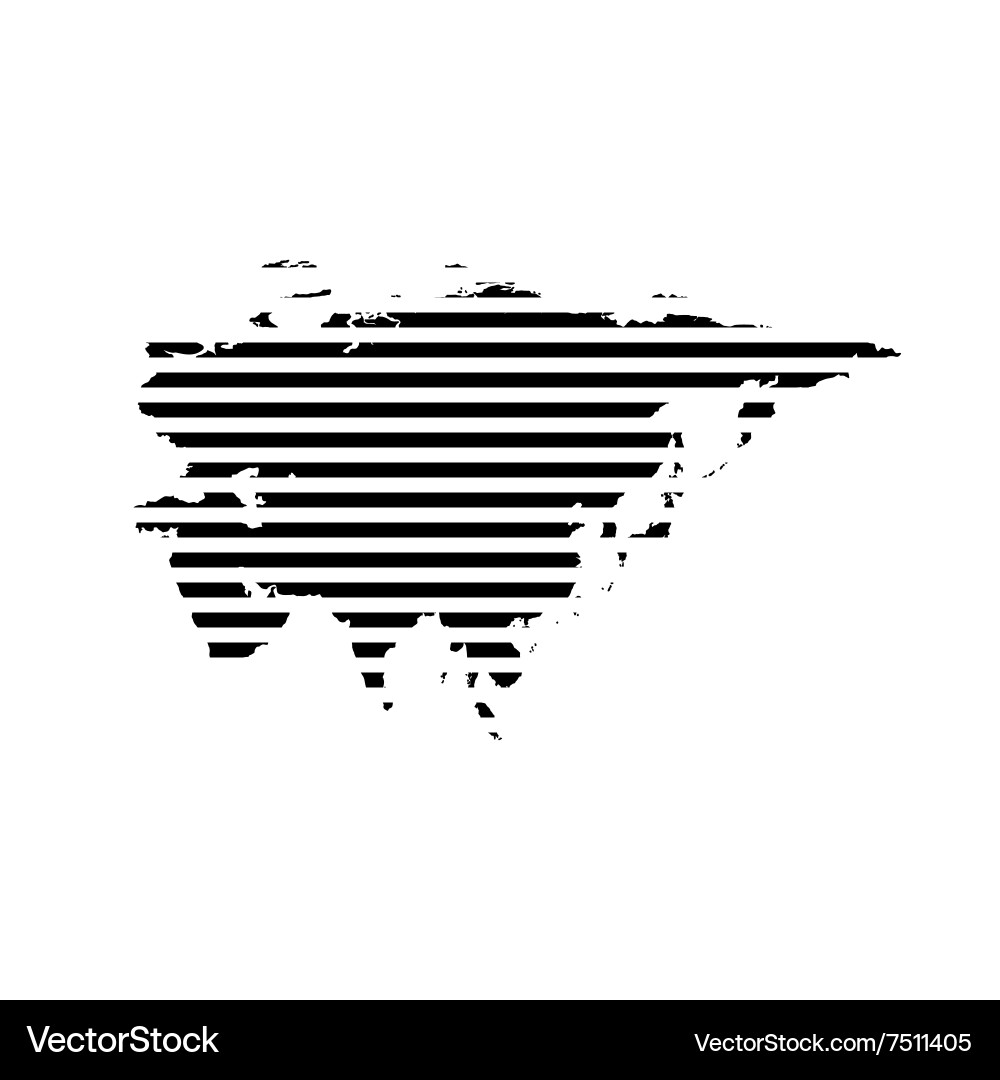 Black linear symbol of eurasia map on white Vector Image