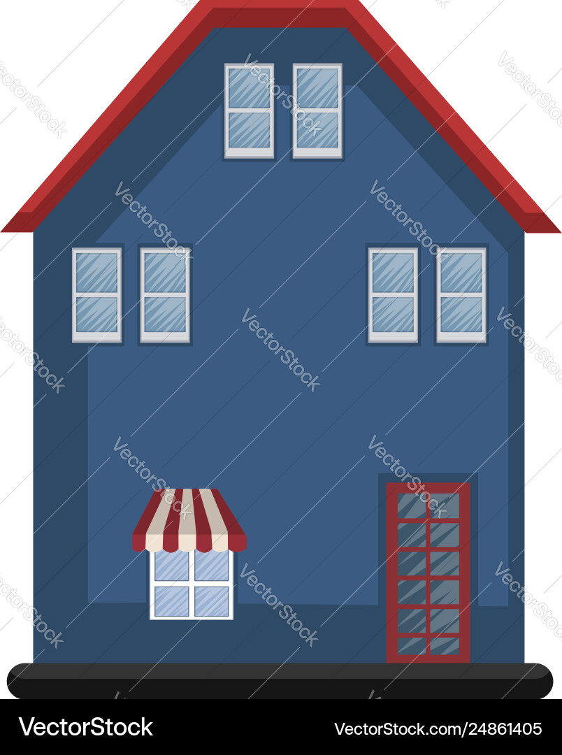 Cartoon blue building on white background Vector Image
