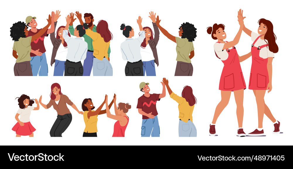 Characters enthusiastically slap their palms Vector Image