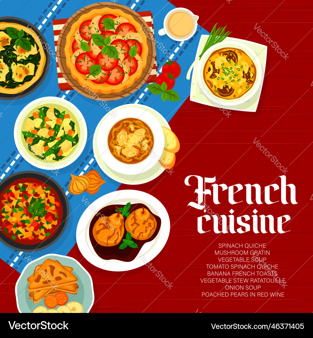 French cuisine menu cover page design template Vector Image