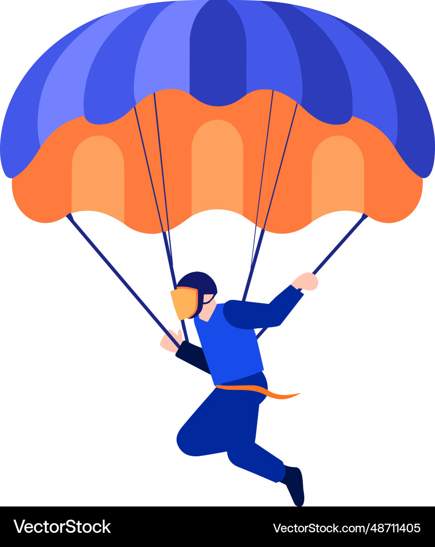 Hand drawn adventurous traveler parachuting from Vector Image