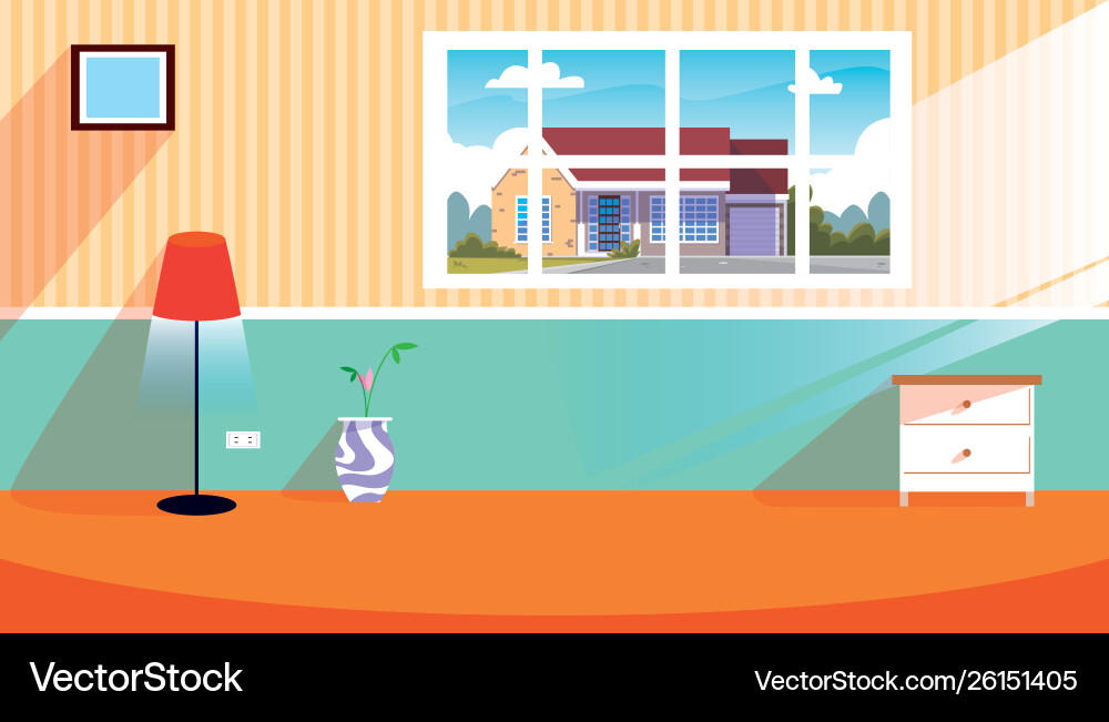 House inside scene with window and decoration Vector Image