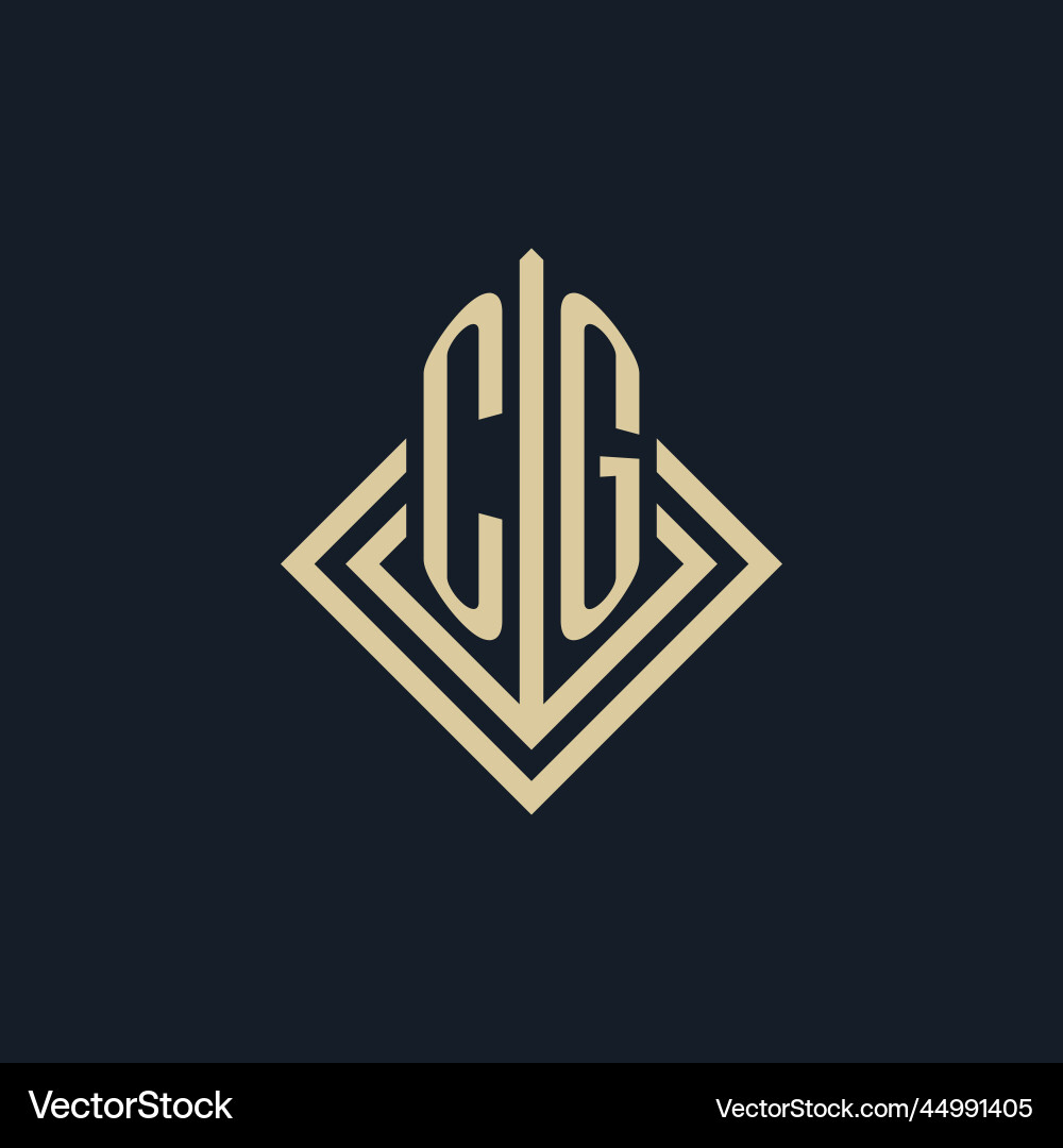 Initials cg logo rhombus lines shape style luxury Vector Image